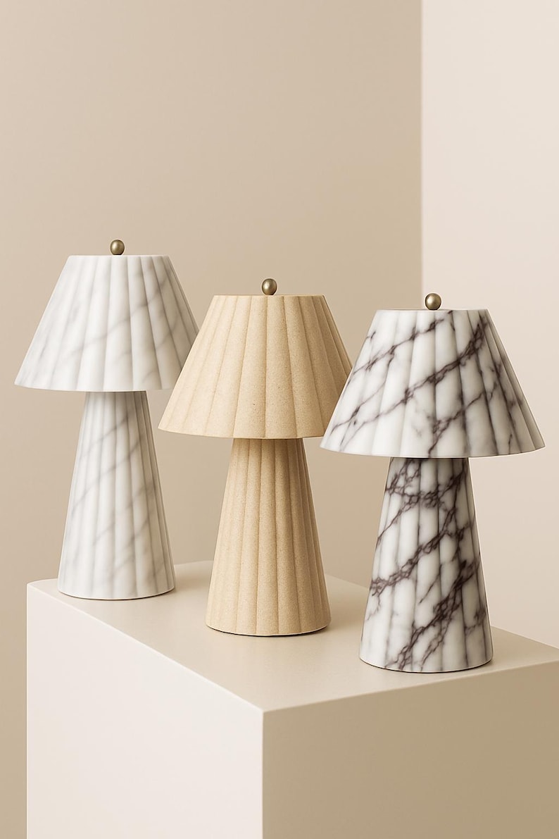 Handcrafted Marble Table Lamp – Natural Stone Lighting, Luxury Bedroom ...