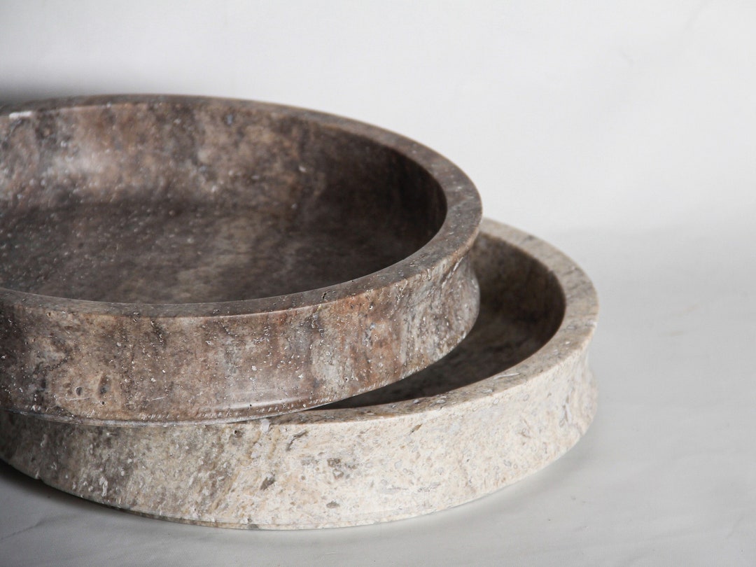 Extra-large Travertine Hand-made Bowl I Centerpiece Pot I Stone ...