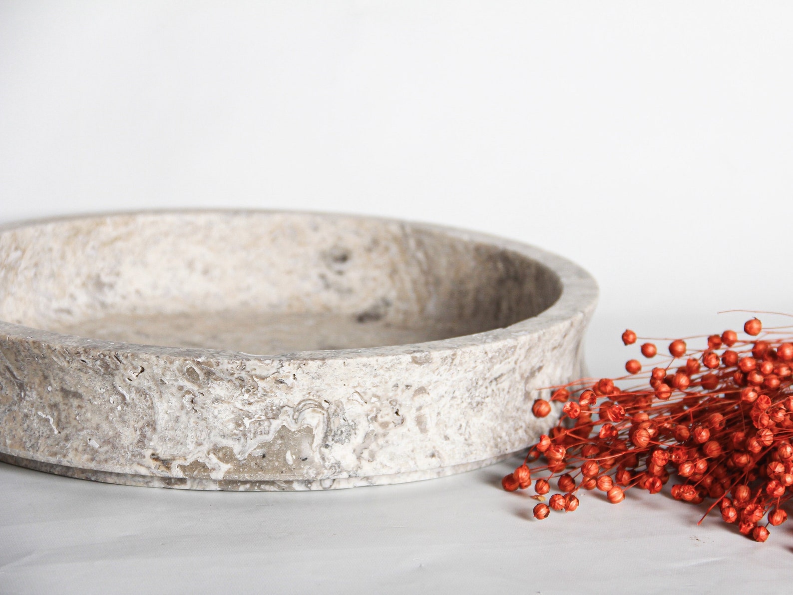 Extra-large Travertine Hand-made Bowl I Centerpiece Pot I Stone ...