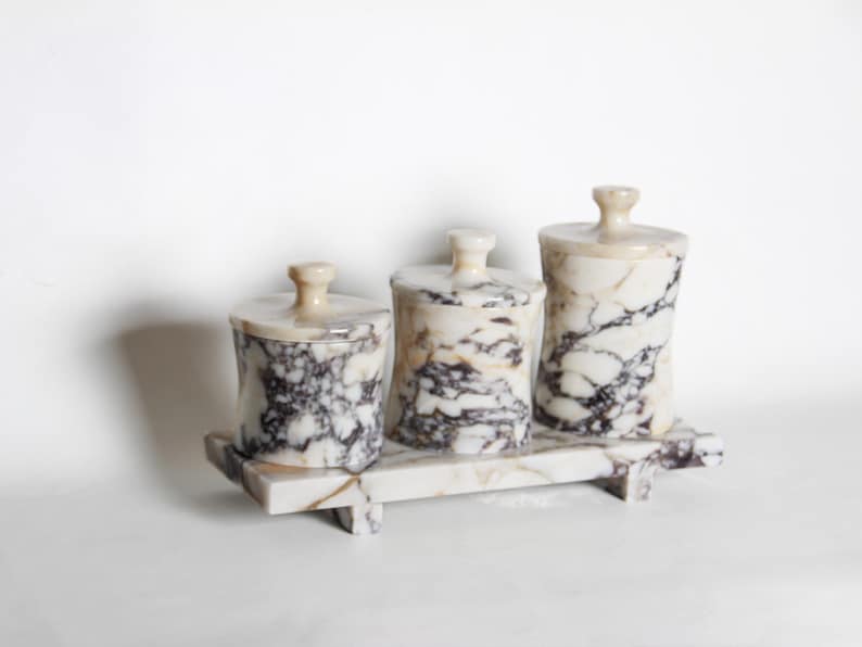 Calacatta Viola Marble Canister Set With Tray: Italian Stone Kitchen ...