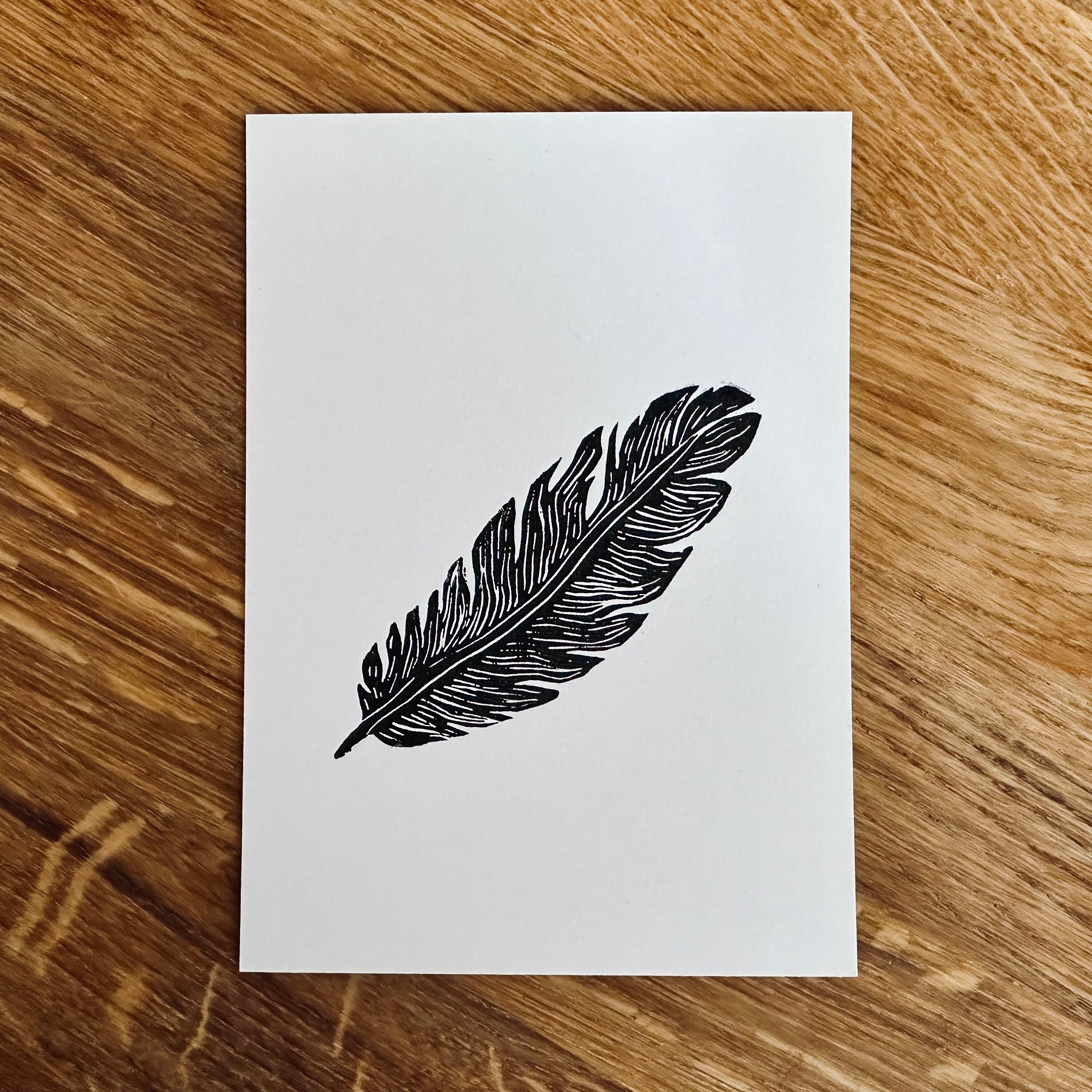 Feather Original Lino Print, Linocut in A6 Format - Etsy