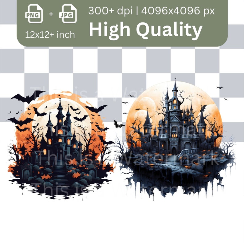 Vampire Castle Halloween Clipart 77 PNG Halloween Invitation - Etsy