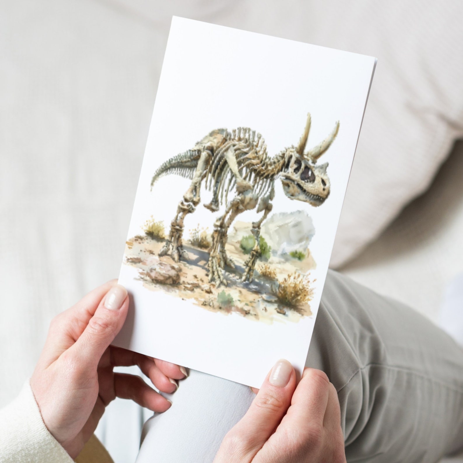 Watercolor Dinosaur Fossil Clipart: Jurassic PNG Bundle (digital ...
