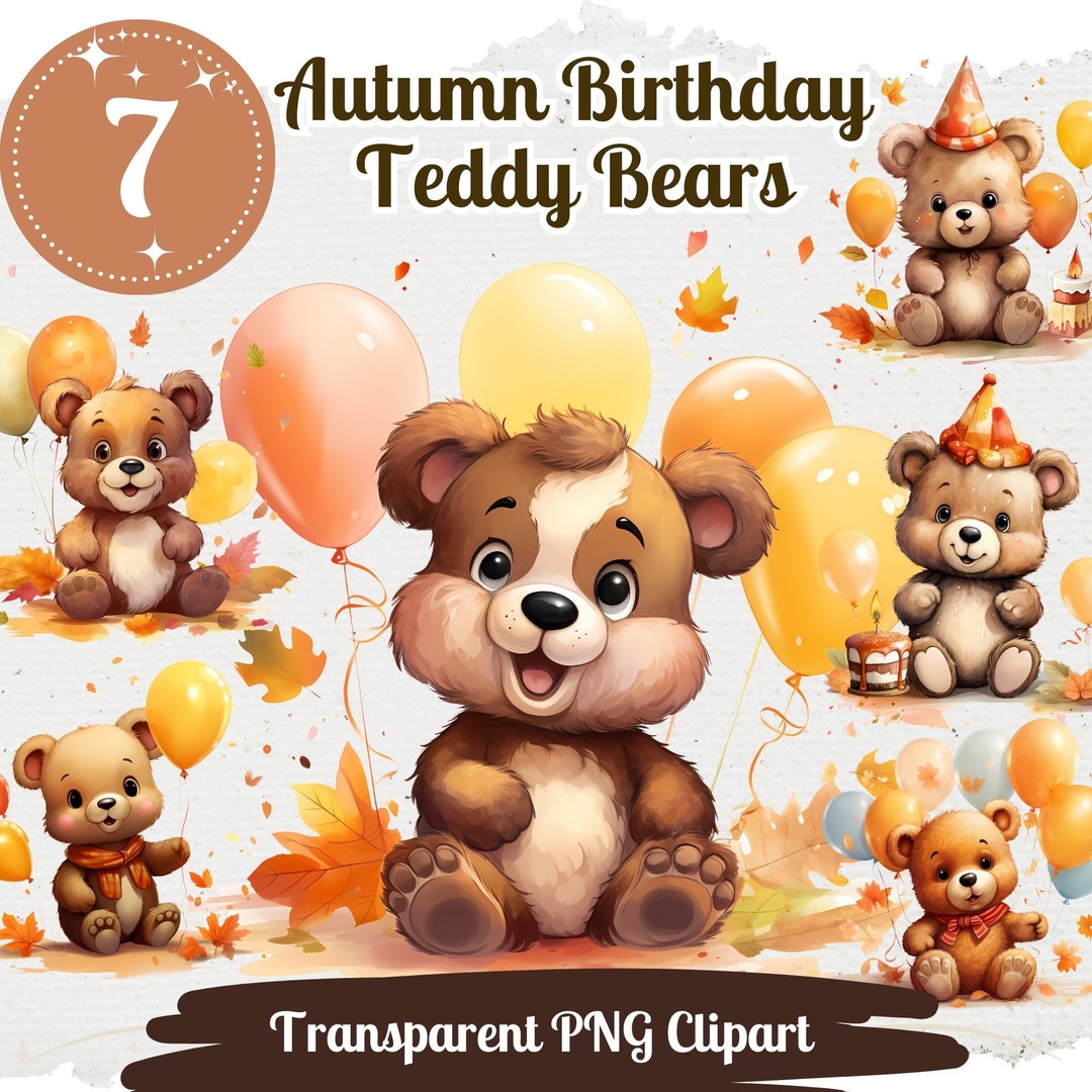Teddy Bear Birthday Party Clipart 7 PNG Bundle Party Teddy Birthday ...
