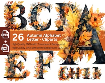Fall Autumn Clipart Alphabet PNG Doodle Alphabet (Download Now) - Etsy