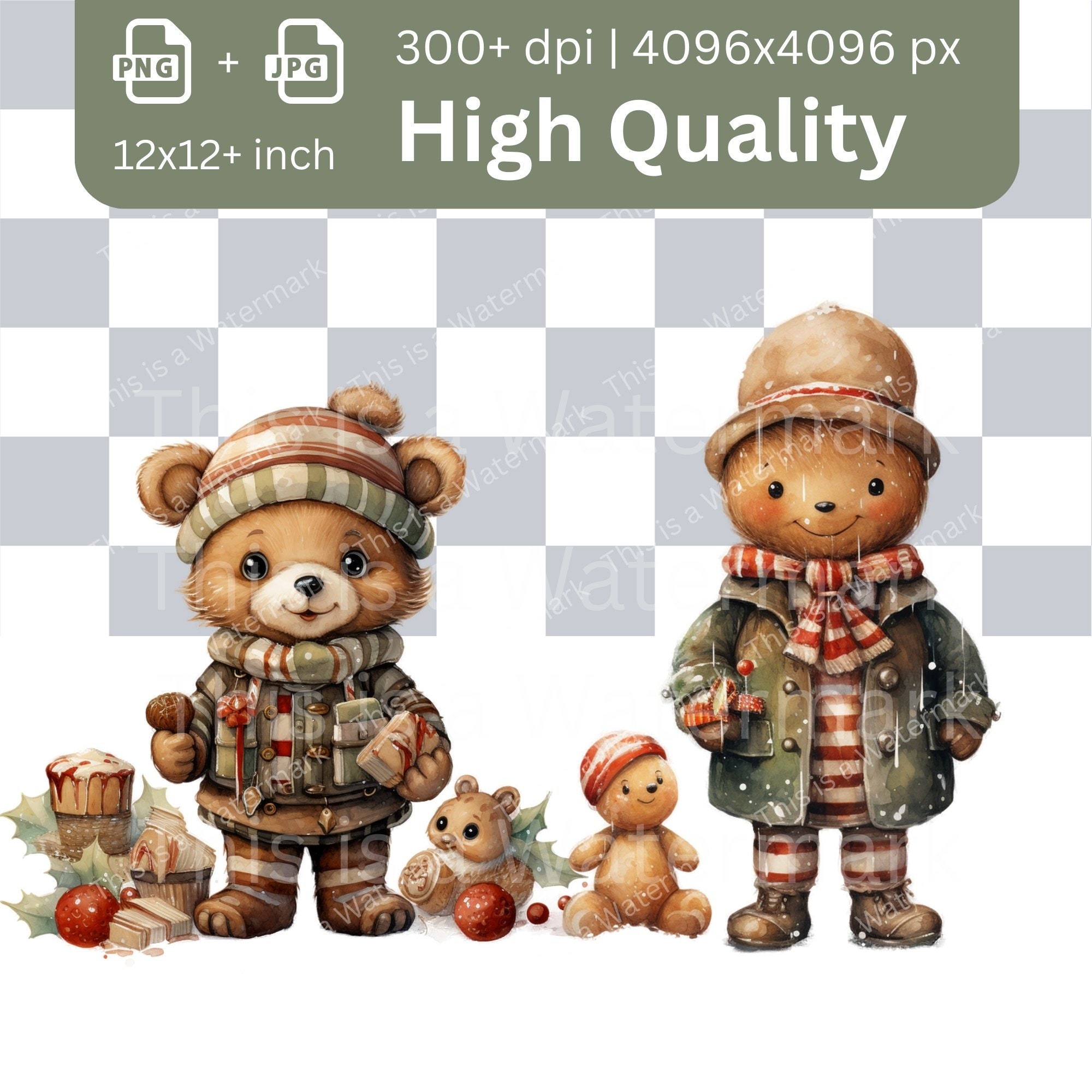 Christmas Teddy Bear Clipart 77 PNG JPG Bundle Digital - Etsy