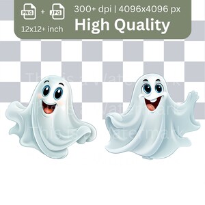 Happy Halloween Ghost Clipart 7+7 PNG Bundle Halloween Invitation Card ...