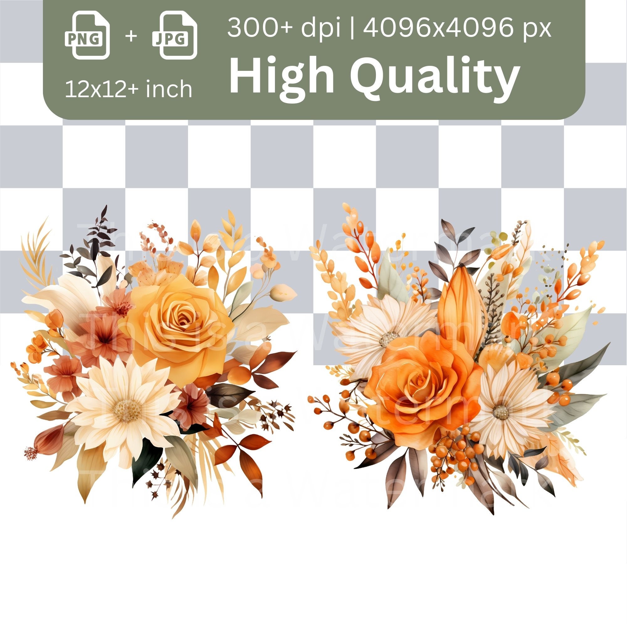 Boho Autumn Flower Bouquet 77 PNG Clip Art Bundle Autumn - Etsy