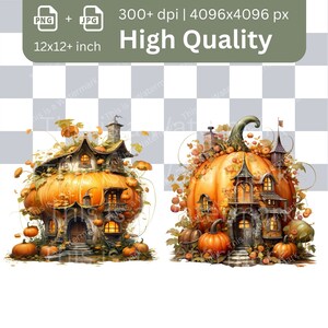 Pumpkin House Clipart 7+7 PNG Bundle Halloween Invitation Card Design ...