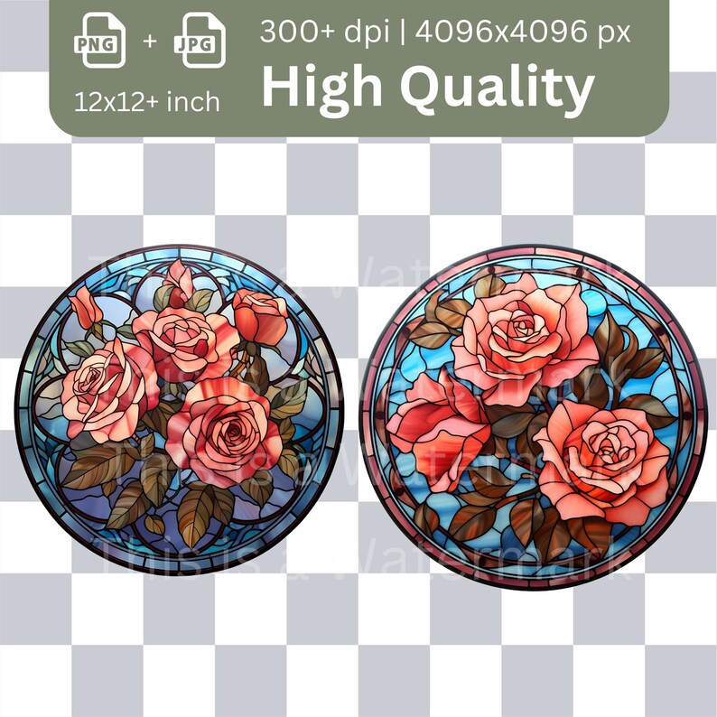 Stained Glass Roses 6x PNG Clip Art Bundle Gothic Roses - Etsy Australia