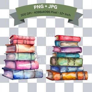Stack of Colorful Books Clipart 6 High Quality Pngs Bundle Card Making ...