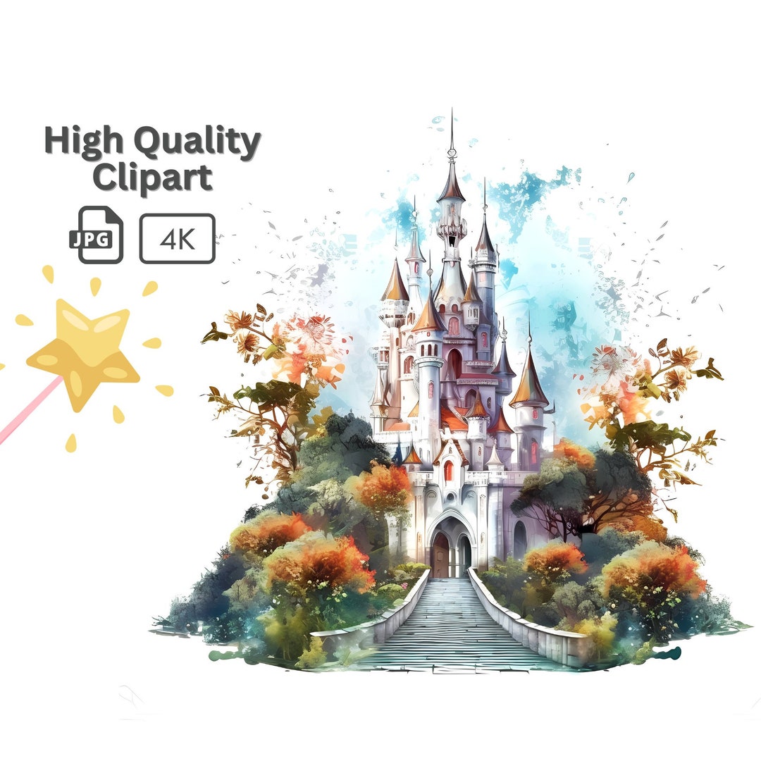 Fantasy Castle Watercolor Clipart Bundle, 8 Magical Fairytale ...