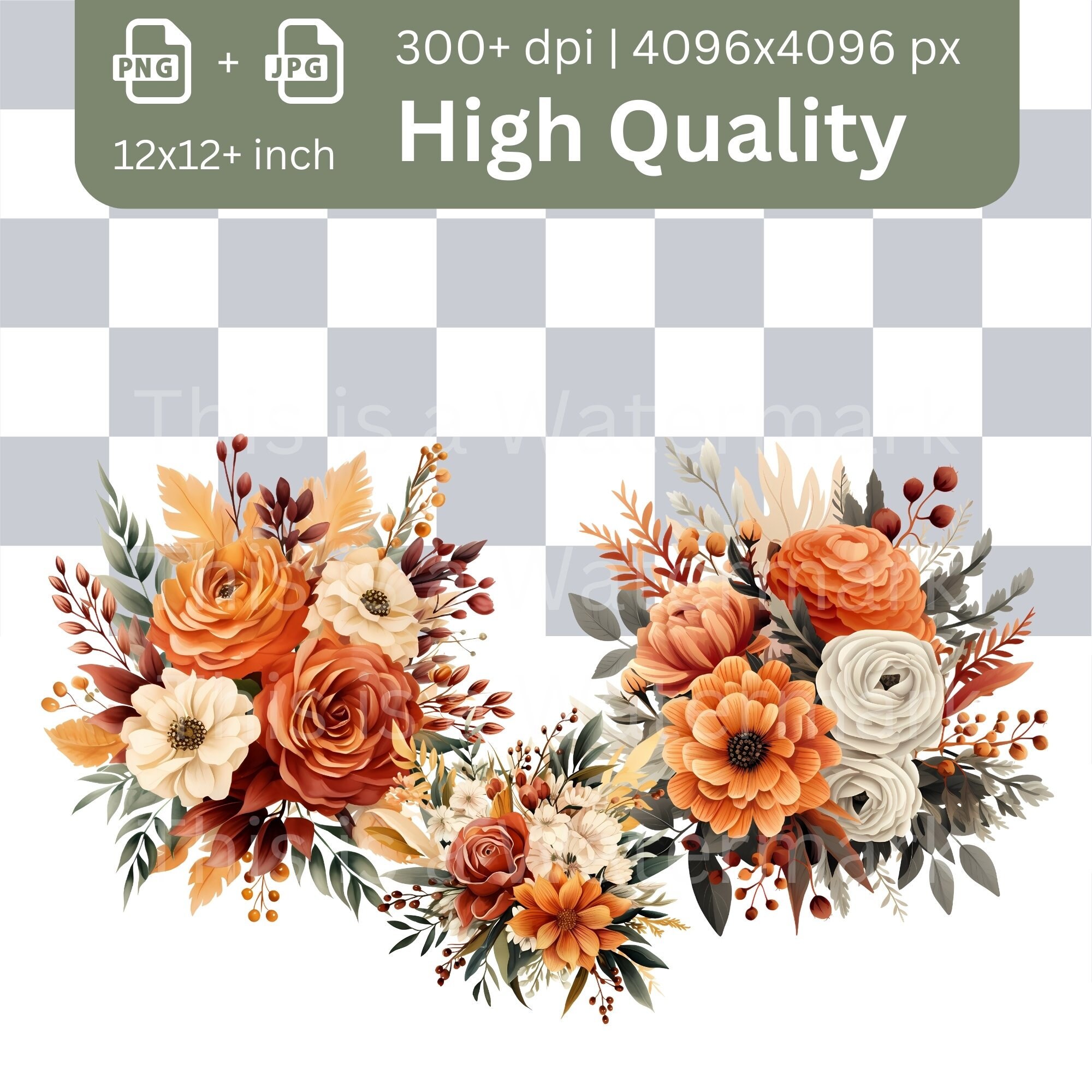 Boho Autumn Flower Bouquet 77 PNG Clip Art Bundle Autumn - Etsy