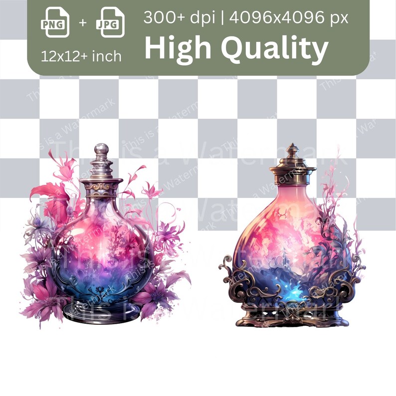 Potion Bottle Clipart 77 PNG Bundle Magic Pink Fantasy Elixir - Etsy
