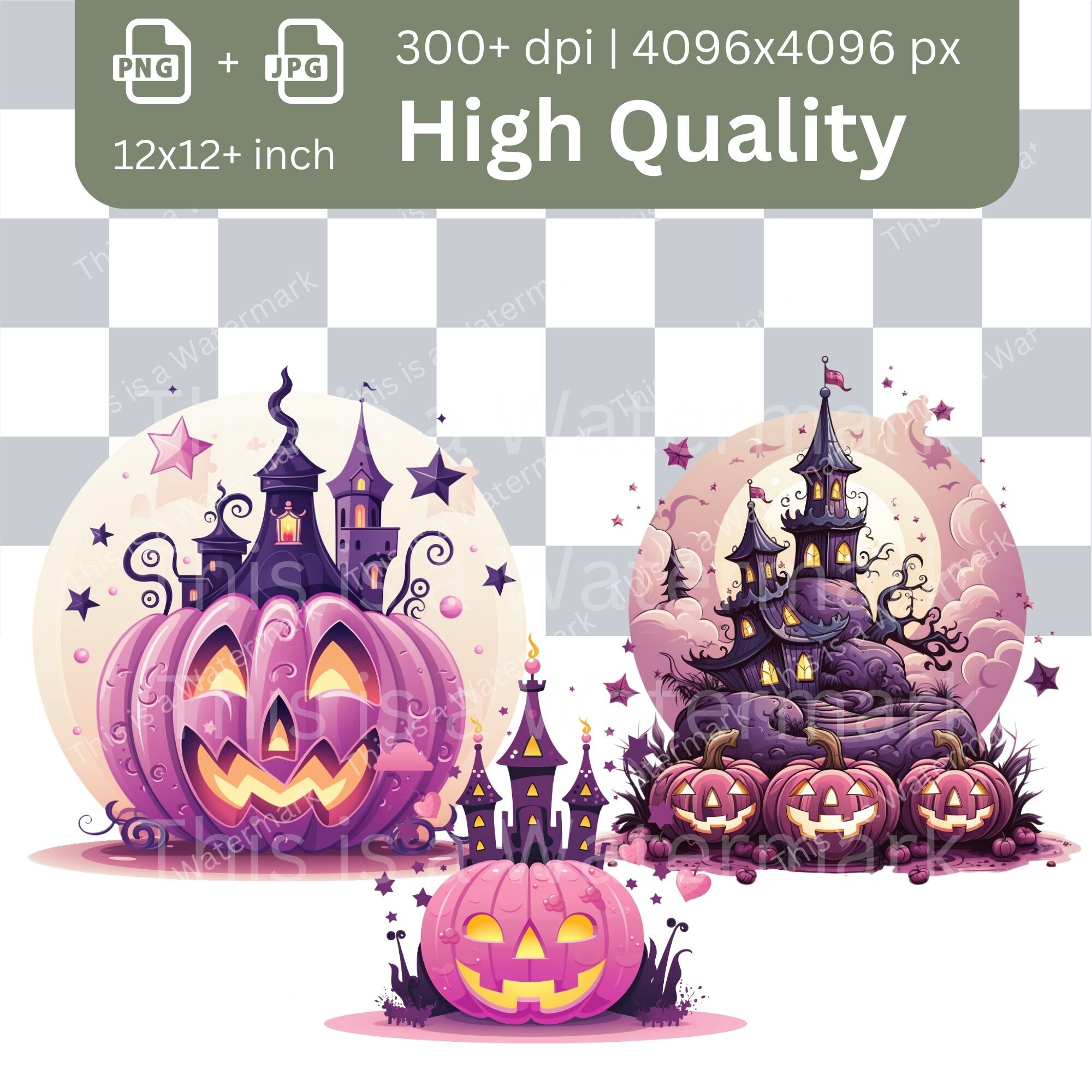 Pink Halloween Pumpkin Clipart 77 PNG/JPG Bundle Halloween - Etsy