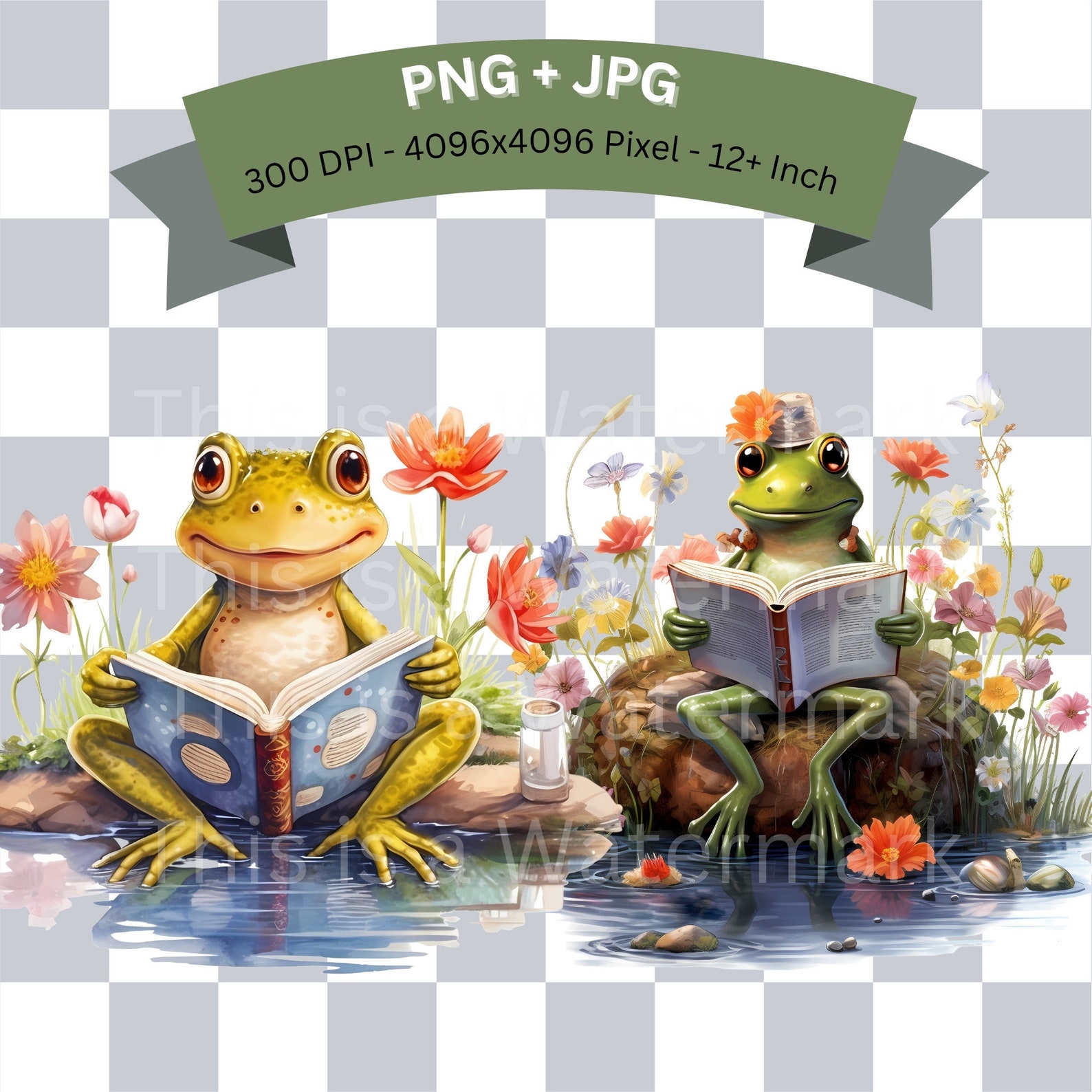 Frog Reading a Book PNG Clip Art Bundle for Sublimation - Etsy