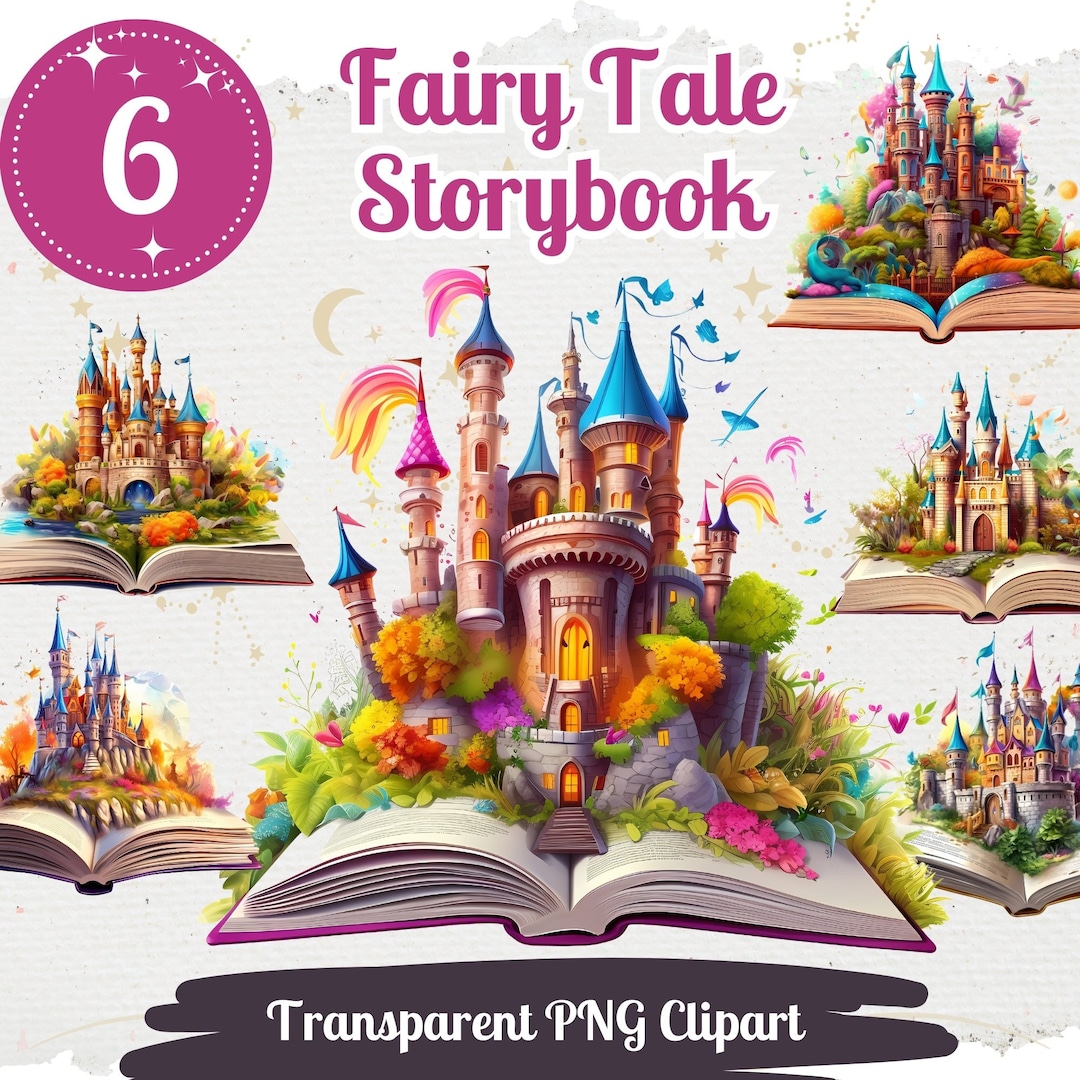 Fairy Tale Book Clipart: Fantasy Castle PNG Bundle (digital Download ...
