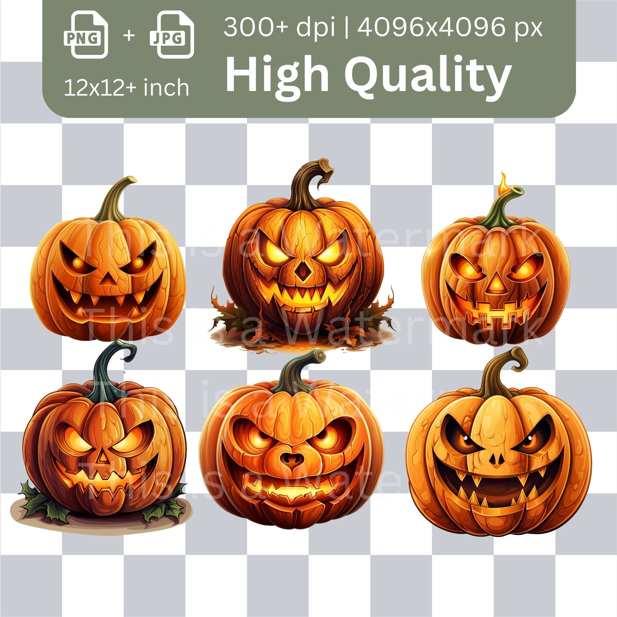 Halloween Character Clipart 4949 PNG/JPG Bundle Halloween - Etsy