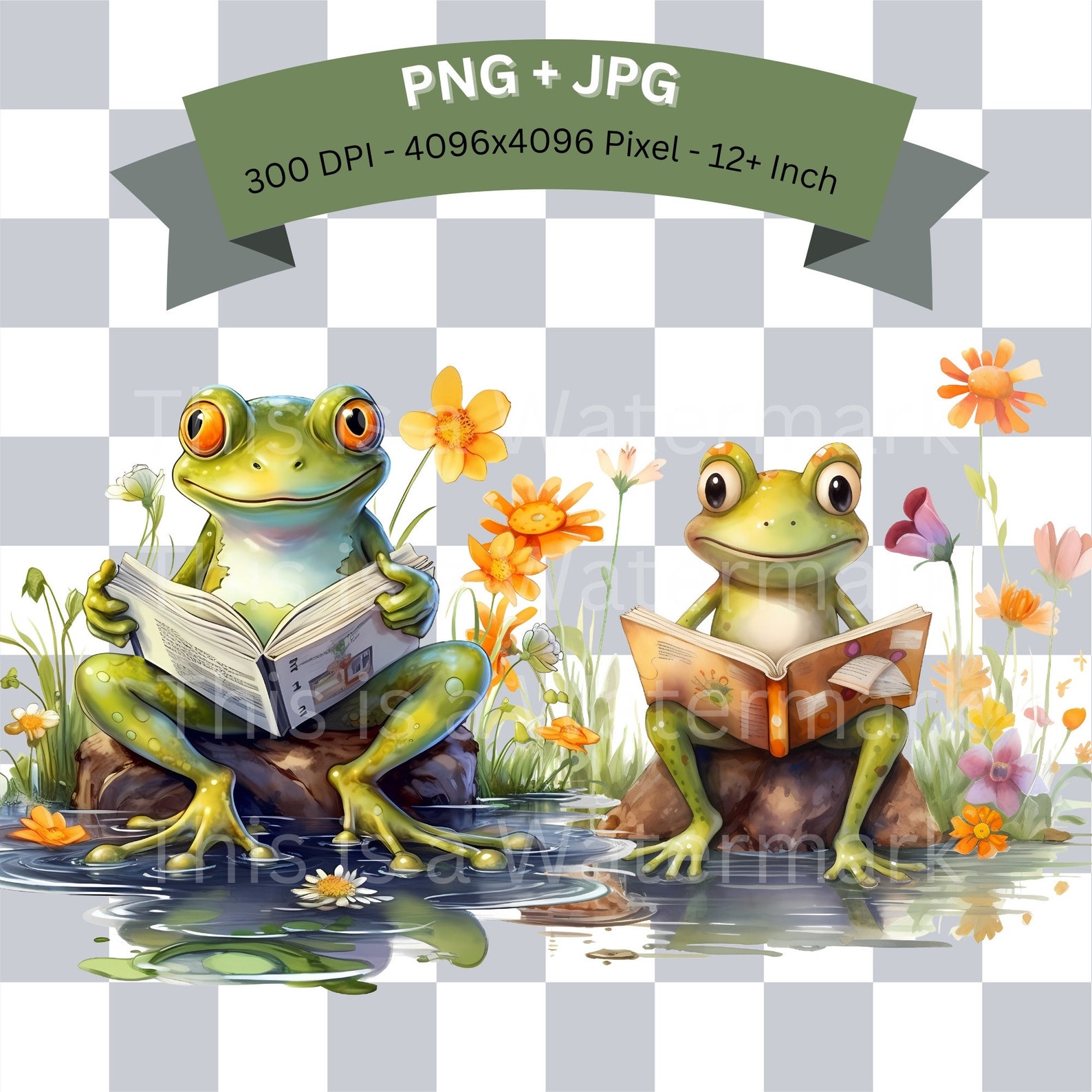 Frog Reading a Book PNG Clip Art Bundle for Sublimation - Etsy