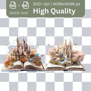 Fantasy Castle Book 6x PNG Clip Art Bundle Fantasy Scrapbook Design ...