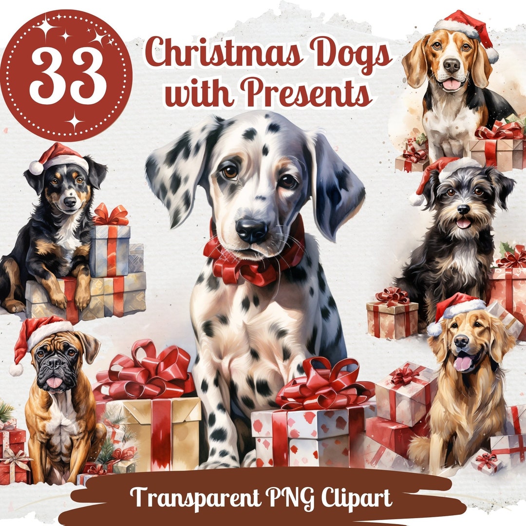 Watercolor Christmas Dogs Clipart 20 PNG Bundle Sublimation Graphic ...