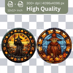 Halloween Stained Glass Designs 6x PNG Clip Art Bundle Gothic Halloween ...