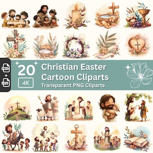 Christian Easter Cliparts 20 PNG Bundle Cute Religious Collection for ...