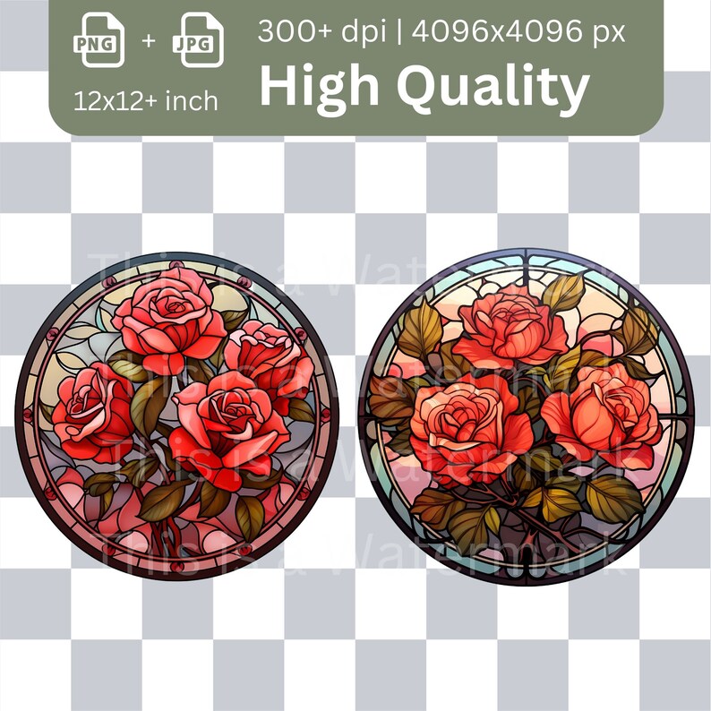 Stained Glass Roses 6x PNG Clip Art Bundle Gothic Roses - Etsy Australia