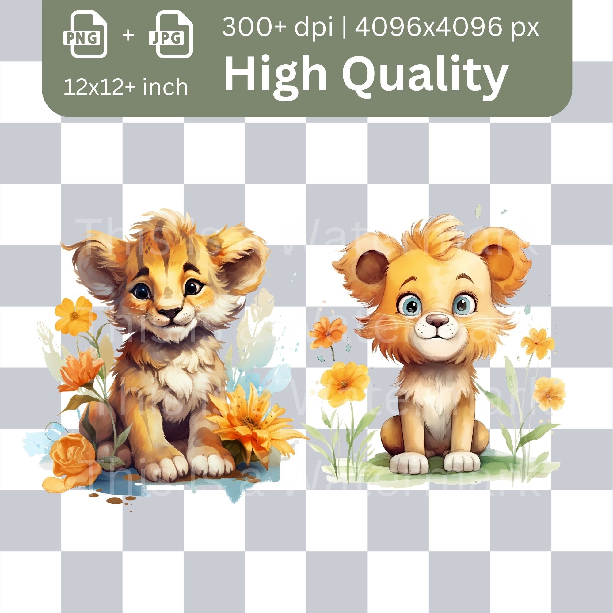 Cute Baby Lion 6x PNG Clip Art Bundle Sublimation & Clipart - Etsy Hong ...