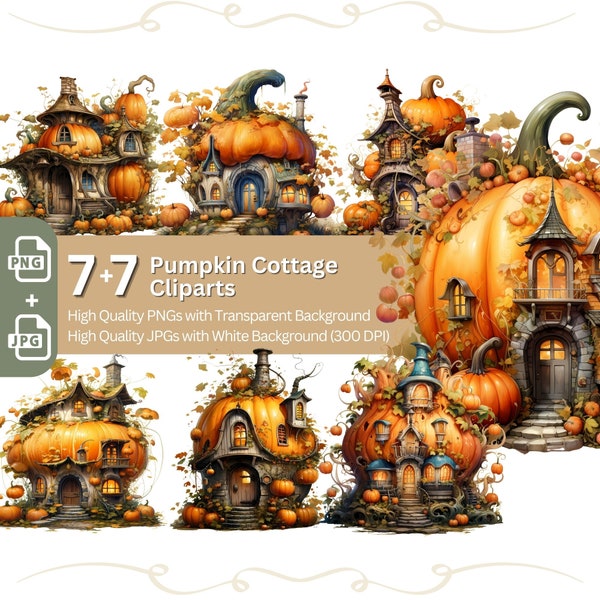 Halloween Pumpkin House Clipart - Etsy