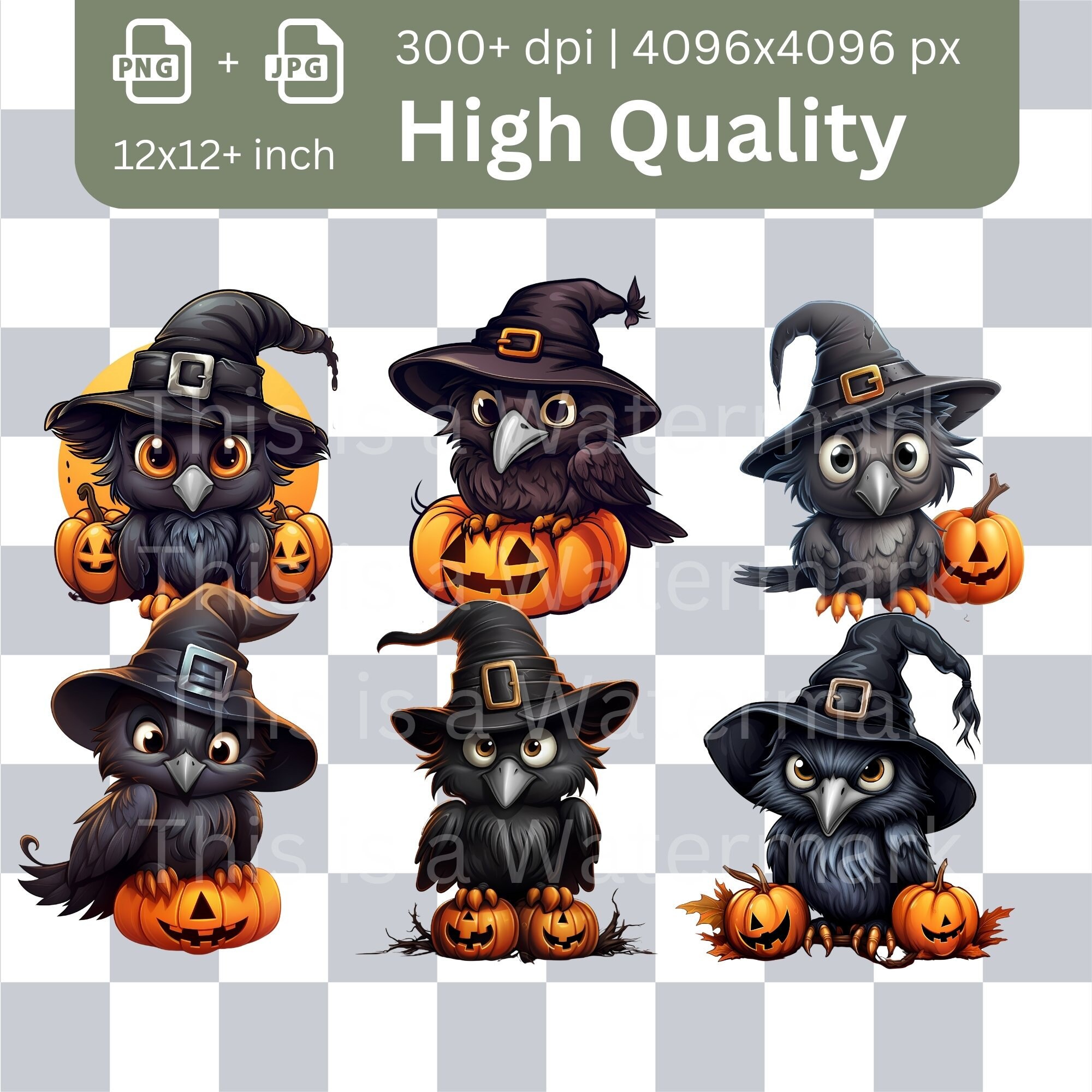Halloween Character Clipart 4949 PNG/JPG Bundle Halloween - Etsy
