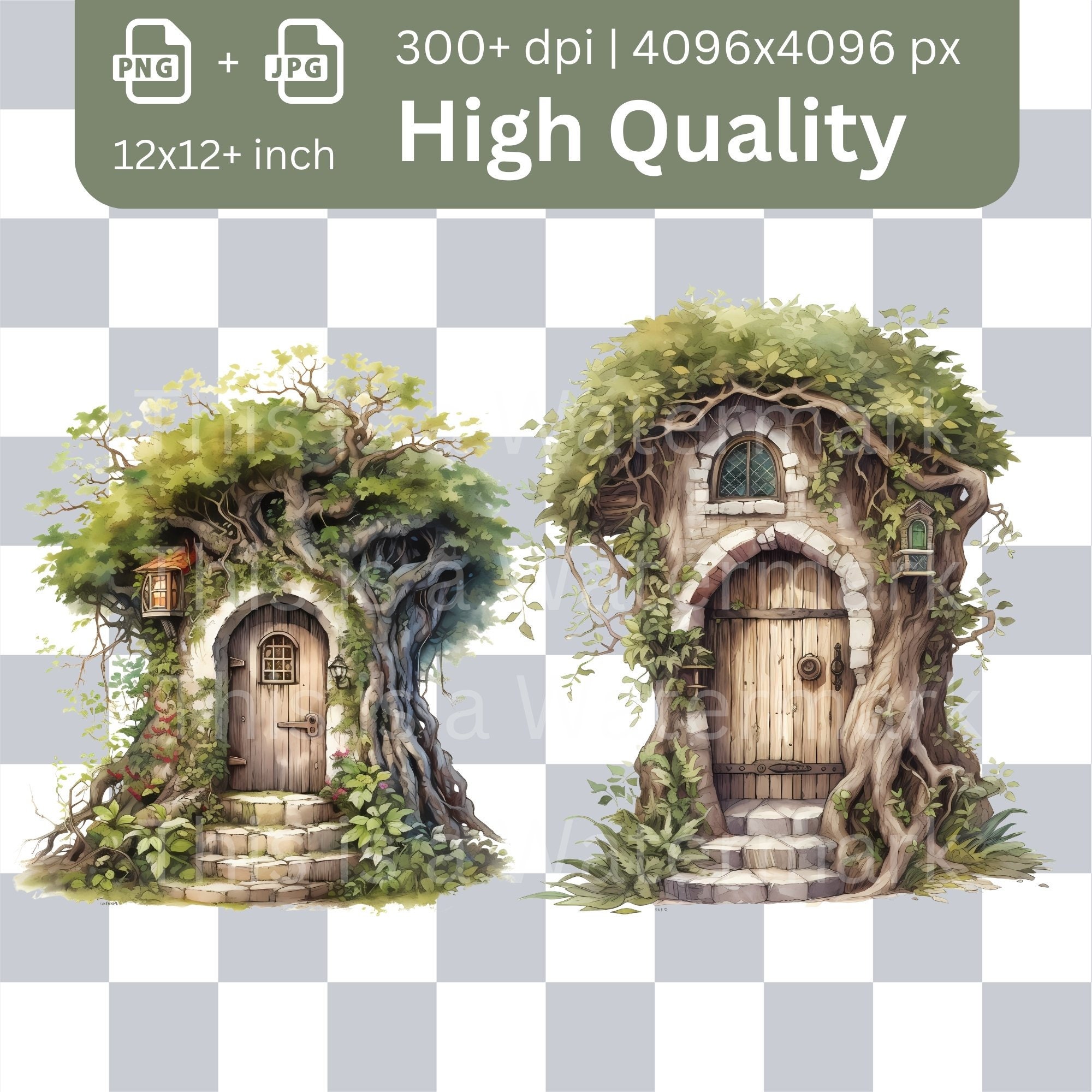 Fairy Tree Trunk Door 6x PNG Clip Art Bundle Fairycore Design - Etsy