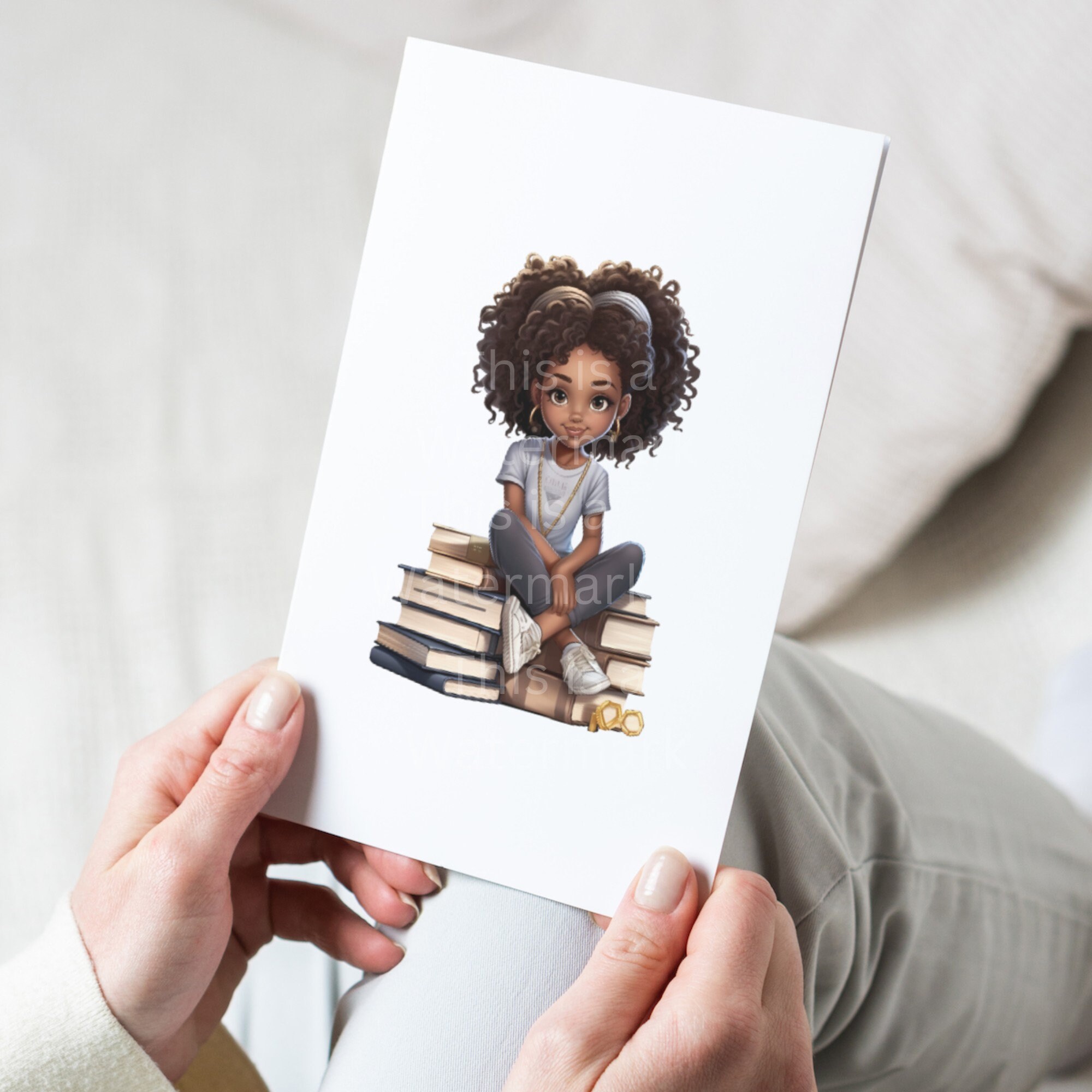 Cute Black Girl Bookworm PNG Clip Art Bundle for Book Lovers - Etsy UK