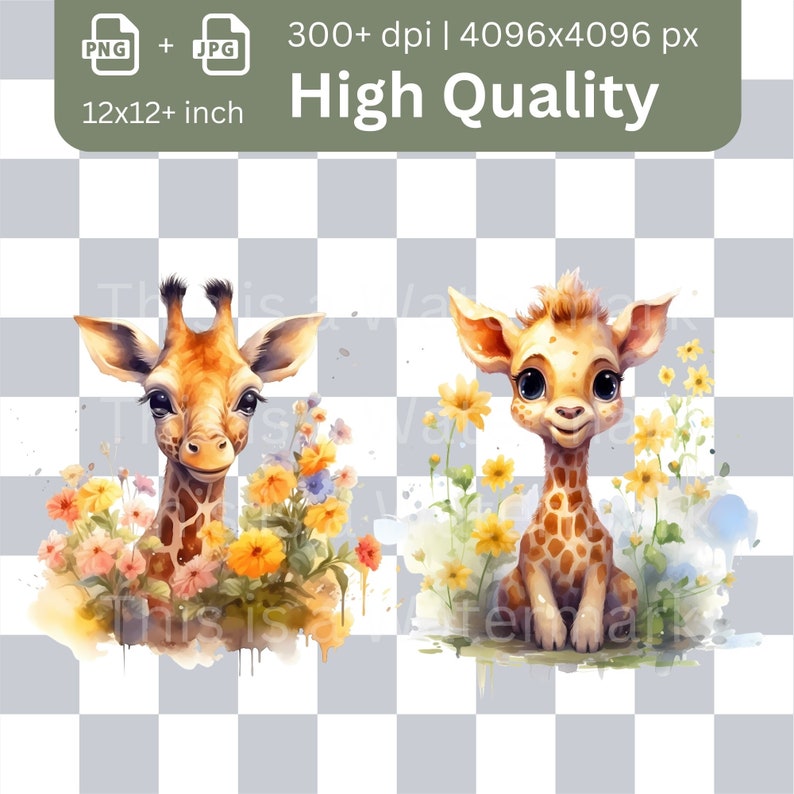 Cute Baby Giraffe 6x PNG Clip Art Bundle Sublimation & Clipart - Etsy