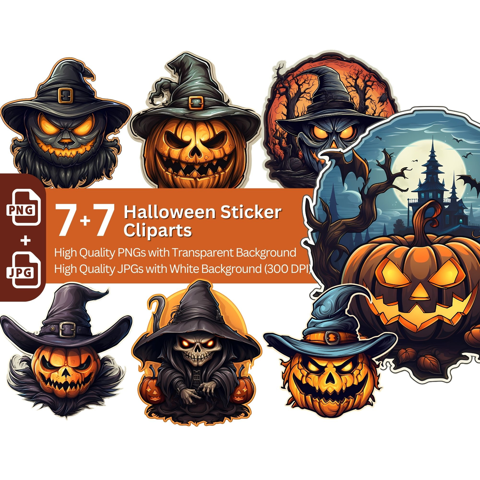 Halloween Sticker Clipart 77 PNG/JPG Bundle Spooky Sticker - Etsy