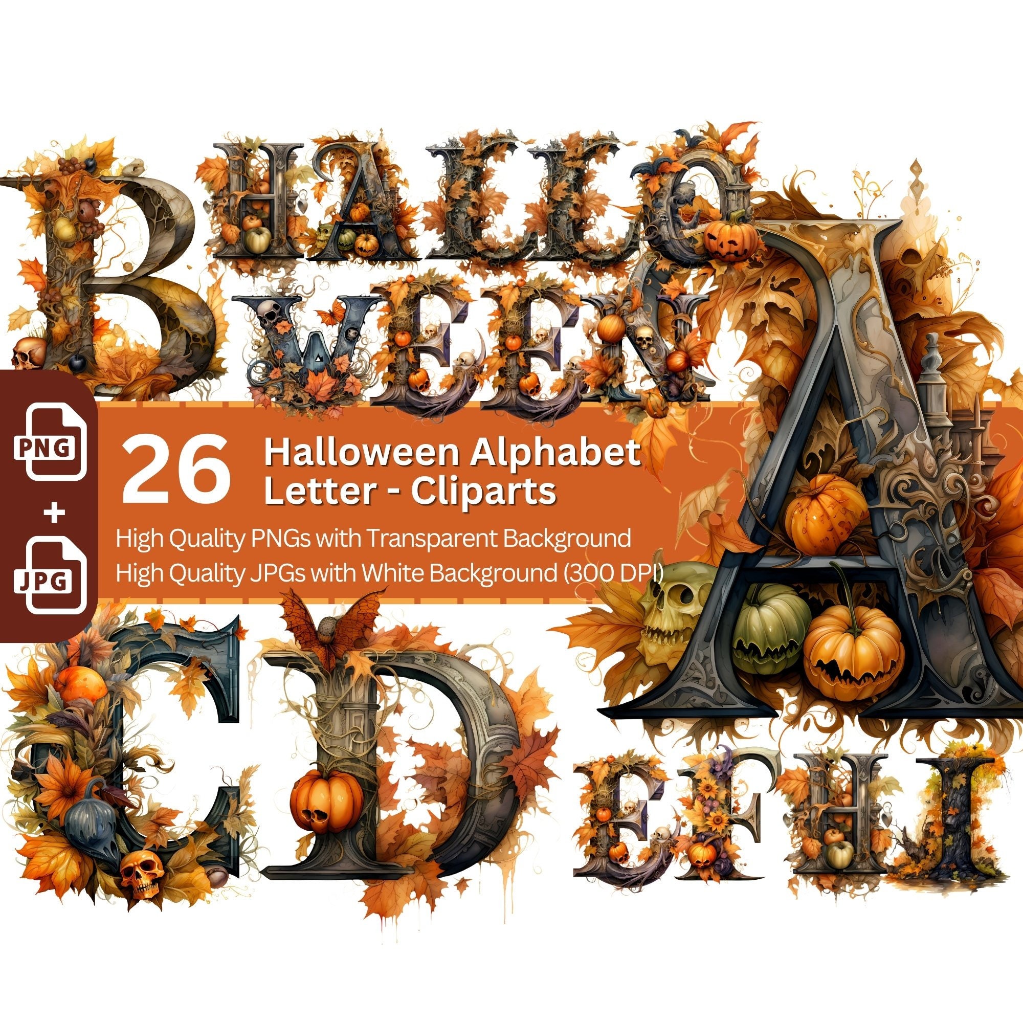Halloween Alphabet 26x PNG Clip Art Bundle Fancy Letters - Etsy Australia