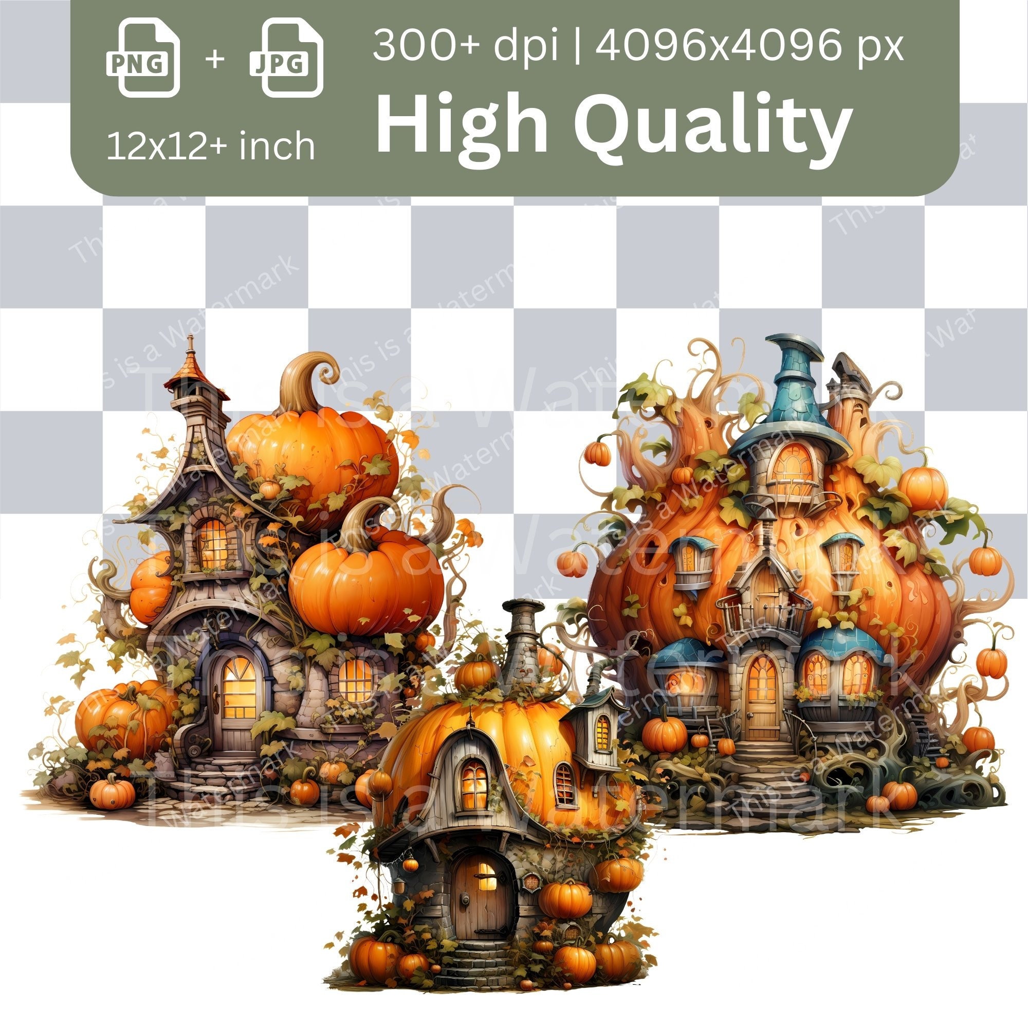 Pumpkin House Clipart 77 PNG Bundle Halloween Invitation Card - Etsy