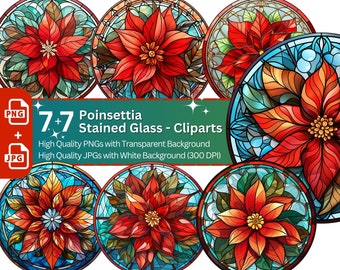 Stained Glass - Red Poinsettia - Etsy