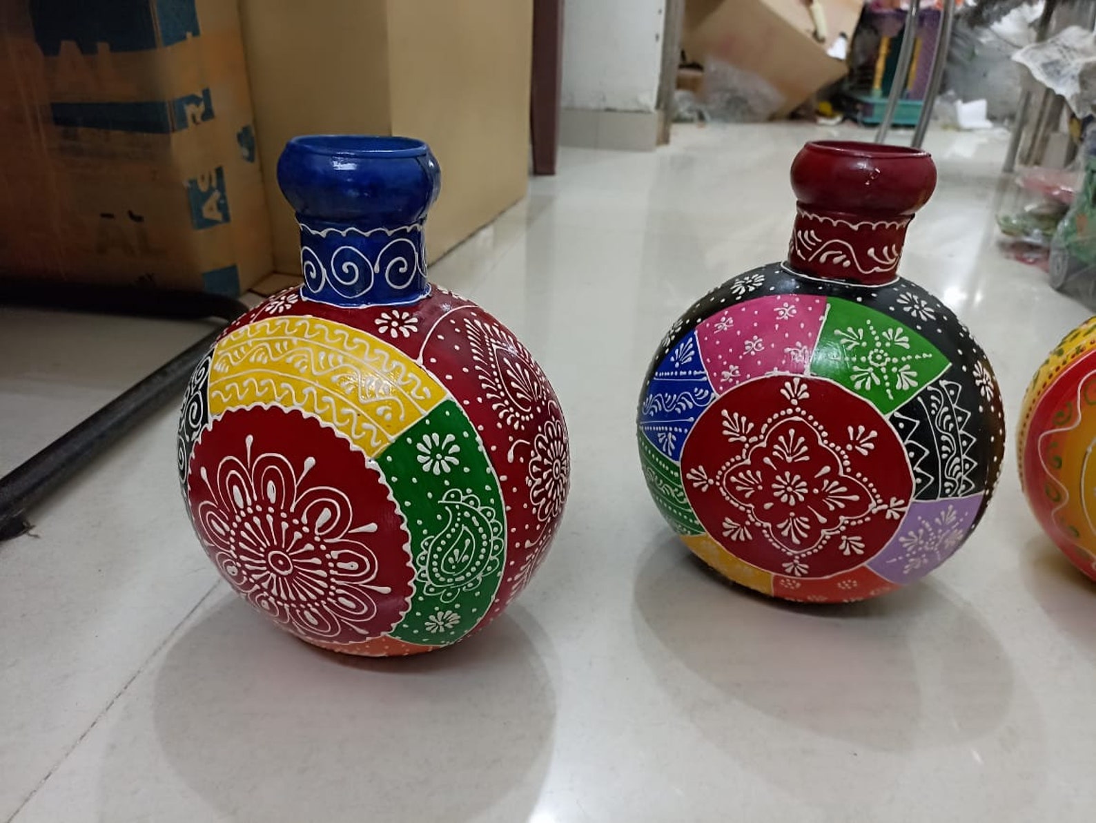 Metal Round Flower Pot, Handi, Vessel, Flower Vase, Handmade Hand ...