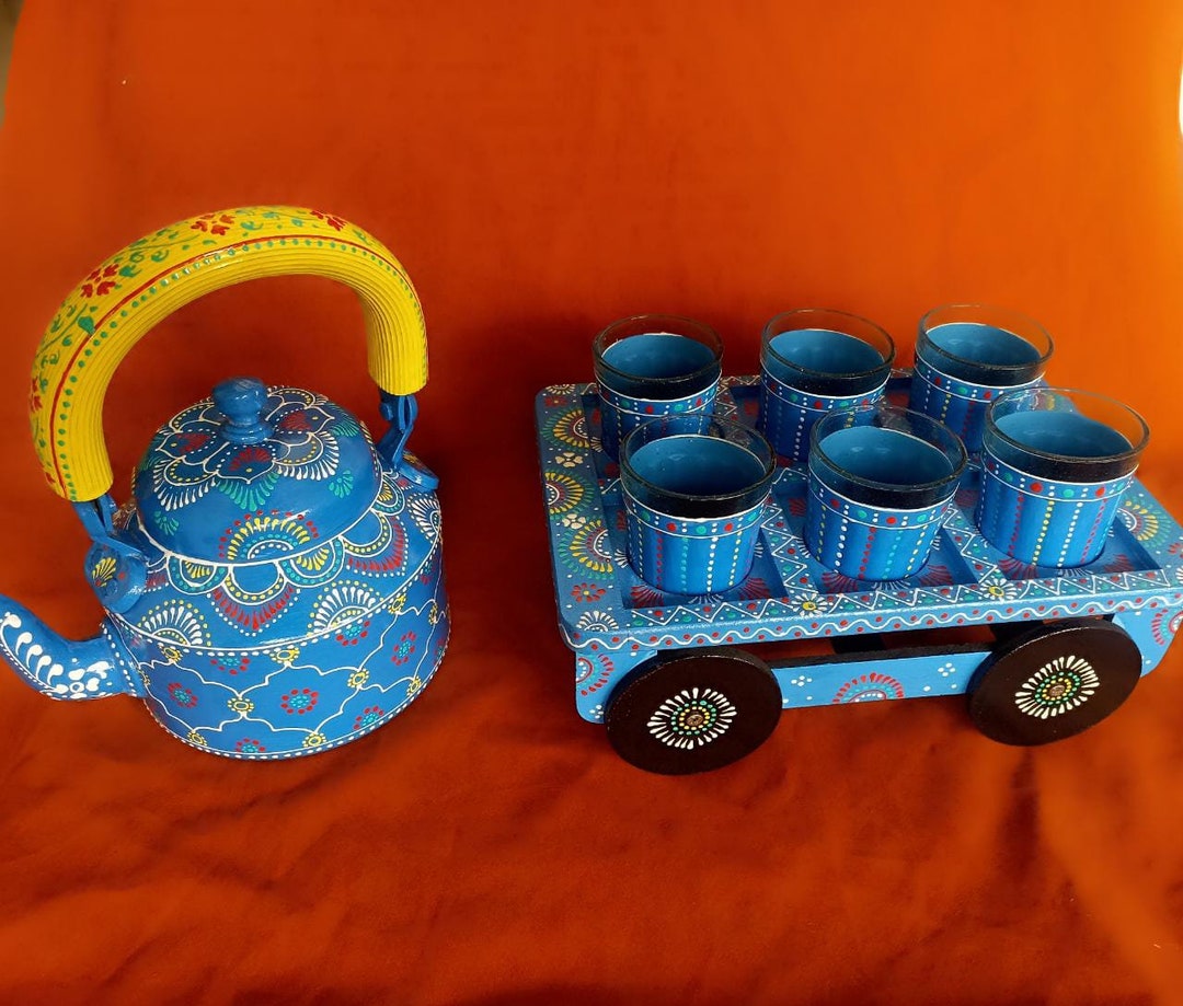 Beautiful Kettle Set, Hand Painted Indian Chai Kettle, Tea Kettle Home ...