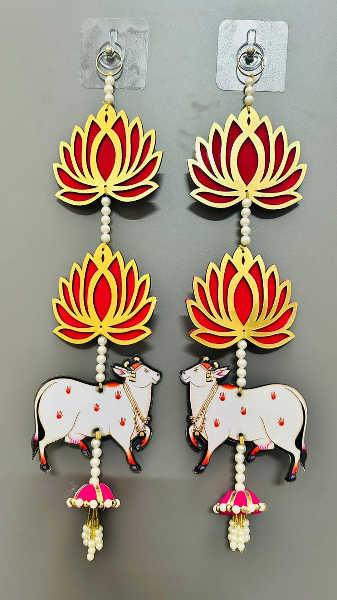 Lotus & Cow Hanging for Pooja Room Hallway Decor Front - Etsy