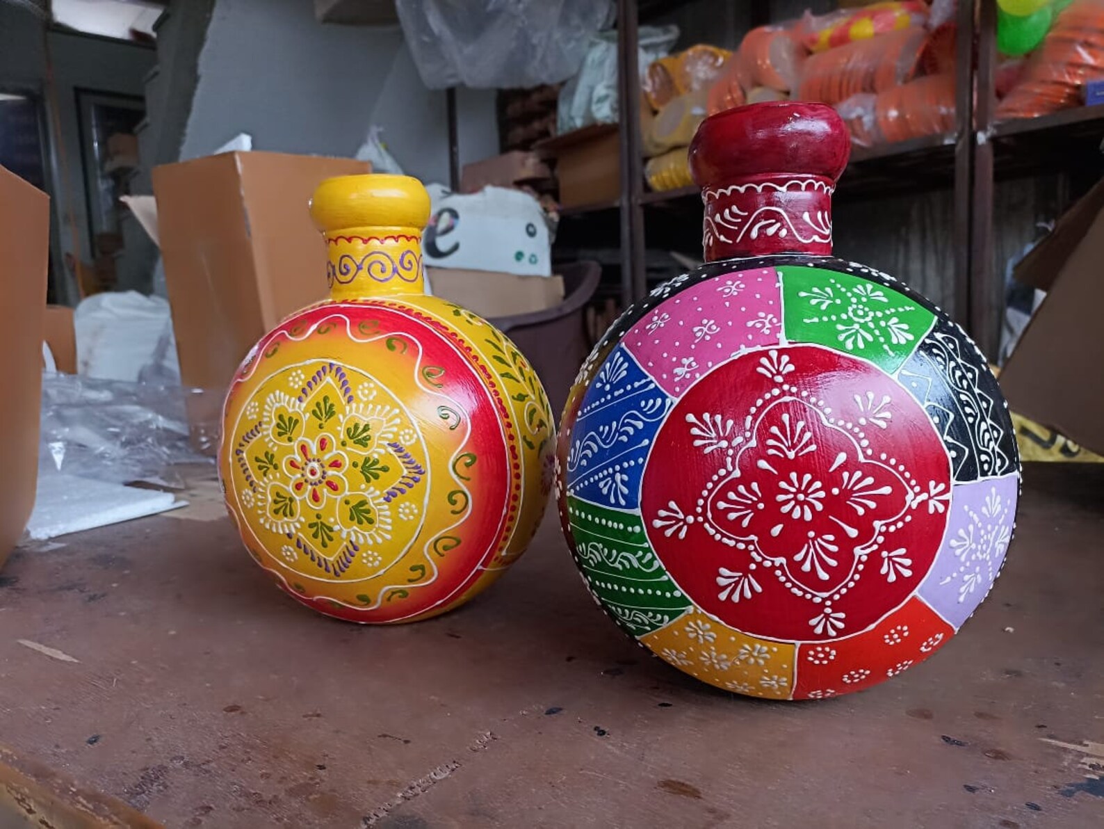 Metal Round Flower Pot, Handi, Vessel, Flower Vase, Handmade Hand ...
