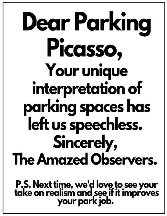 Bad Parking Cards 3 Pages (27 Cards) Digital Download Funny Parking ...