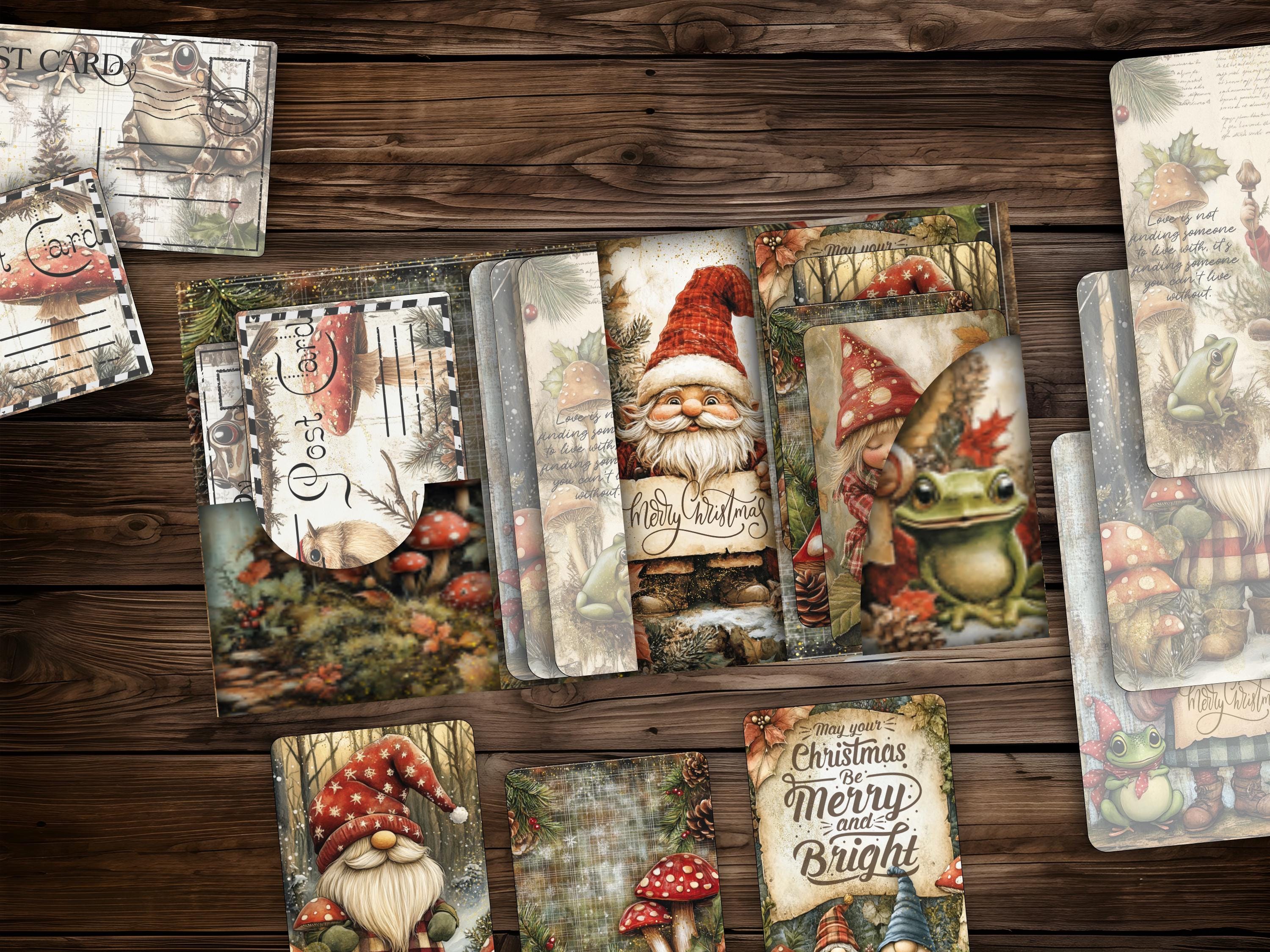 GNOME Christmas Stationery Folio Kit Printable Cards Digital Paper Pack ...
