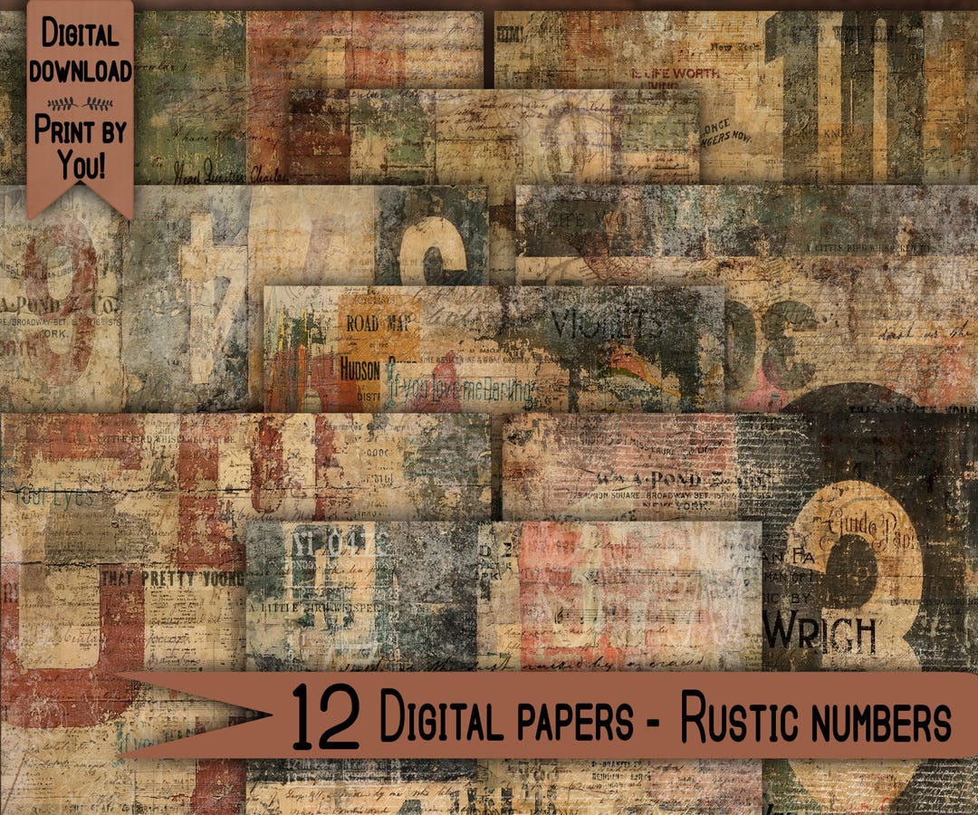 Vintage Craft Paper Pack Digital Download Mixed Media Supply Junk ...