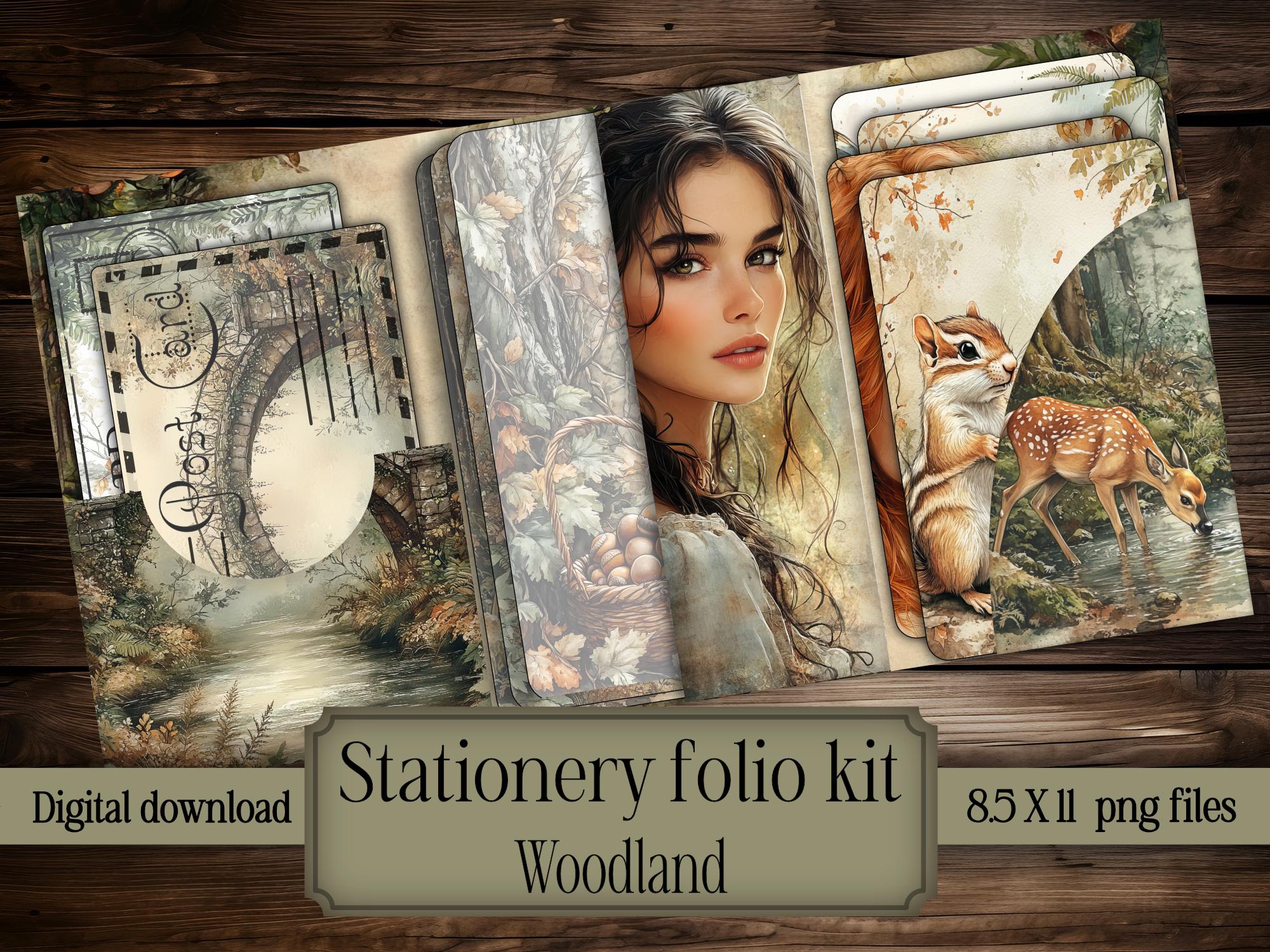 Woodland Vintage Folio Card Holder Digital Printable Vintage ...