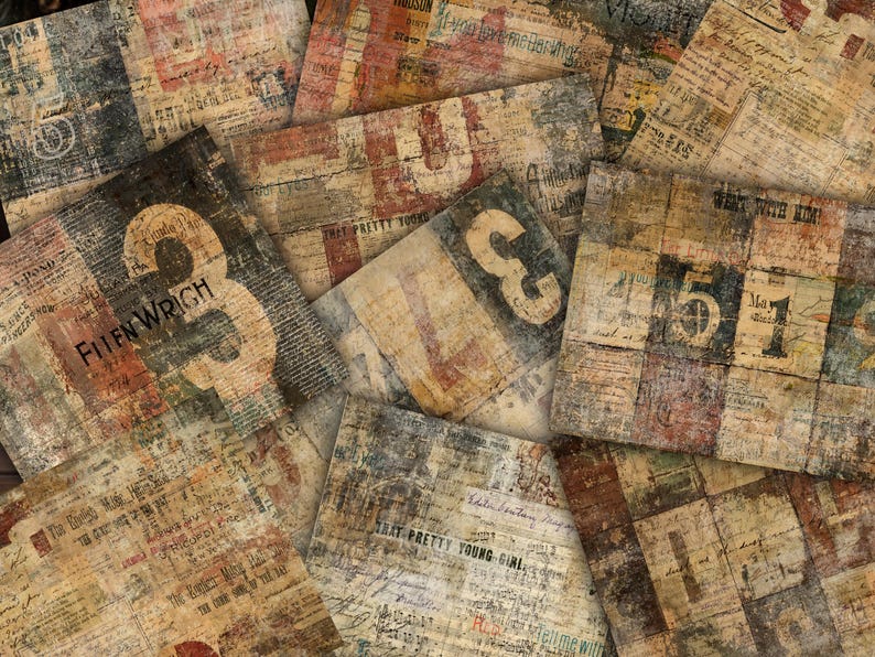 Vintage Craft Paper Pack Digital Download Mixed Media Supply Junk ...