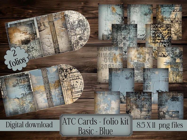 ATC Cards Printable Digital Scrapbooking Kit Mixed Media Folio Template ...
