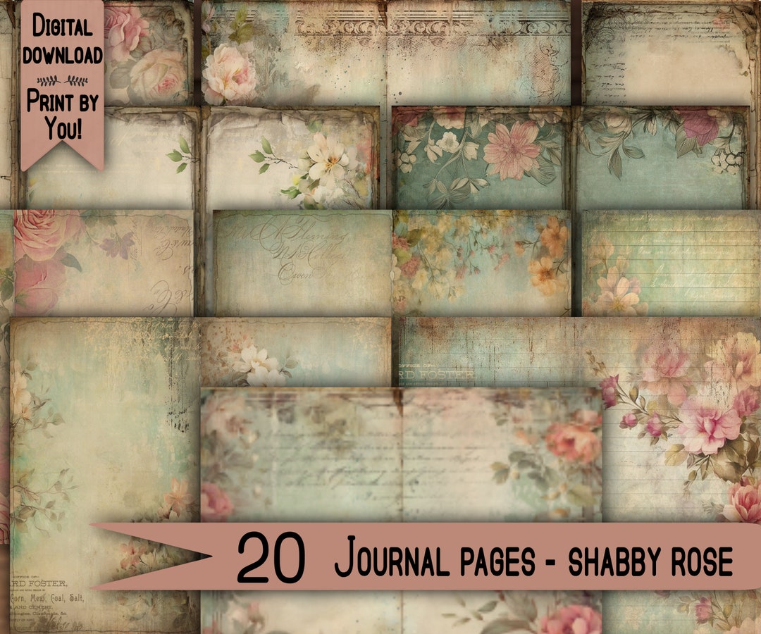 Pink Junk Journal Pages Digital Download Scrapbook Paper Kit Collage ...