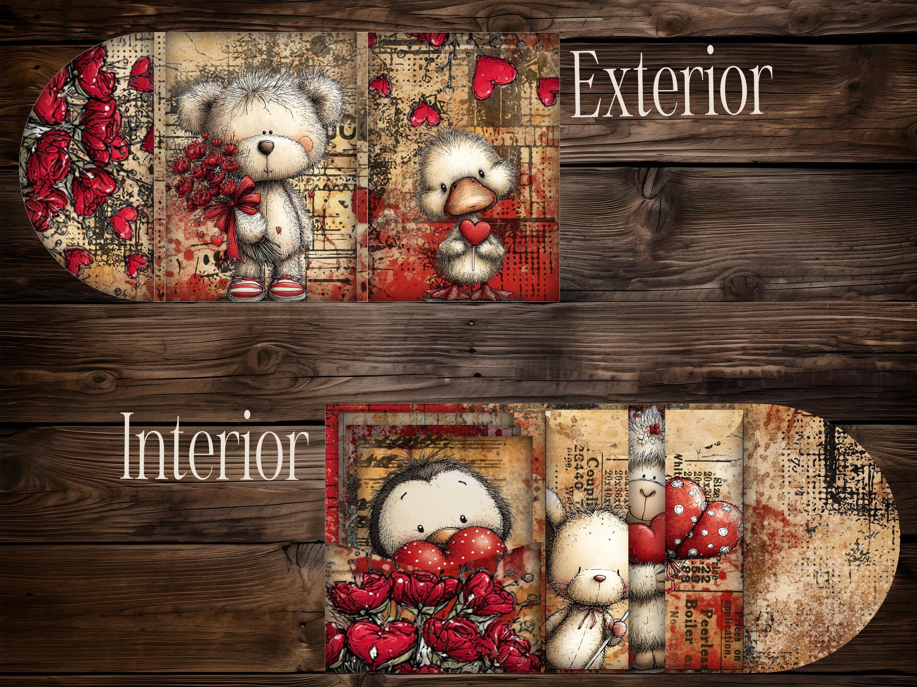 Valentine ATC Card Folio Kit Digital Scrapbooking Romantic Vintage ...